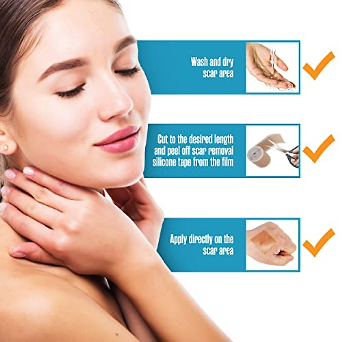 Silicone Scar Sheets, Soft Gel Tape, 1.57” x 60”, with 2” Perforations, Tan, Flexible, Medical Grade for Surgery, Keloids, Burns, Sensitive Skin, Wound Protection, Healing Patch | Houseables