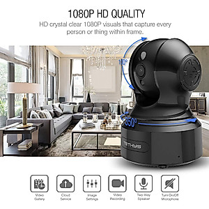 TETHYS Wireless Security Camera 1080P Indoor [Work with Alexa] Pan/Tilt WiFi Smart IP Camera Dome Surveillance System w/Night Vision,Motion Detection,2-Way Audio,Cloud for Home,Business, Baby Monitor