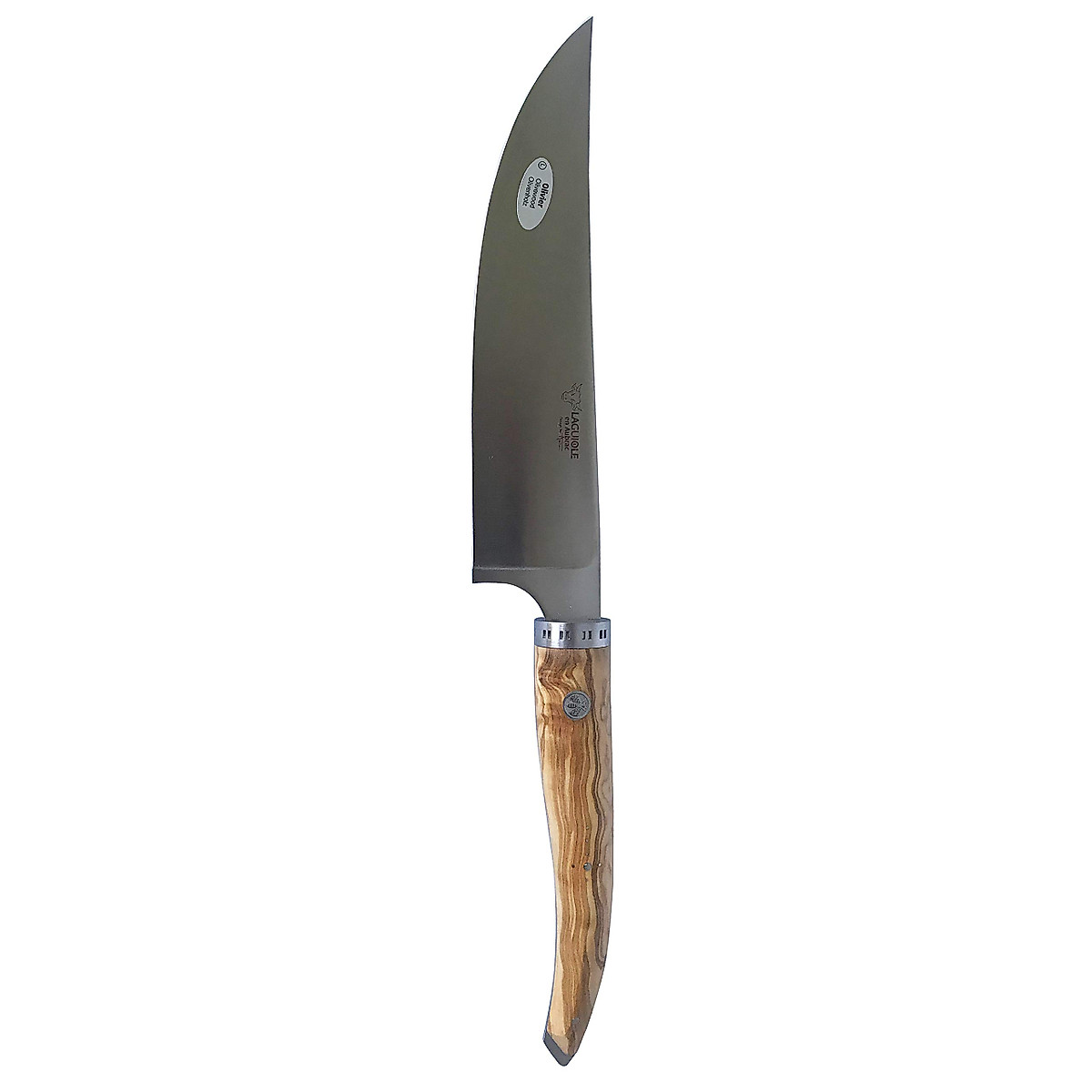 Laguiole en Aubrac Cuisine Gourmet Stainless Fully Forged Steel Made In France Cook's Chef 's Knife With Olivewood Handle, 7-in / 17.8cm