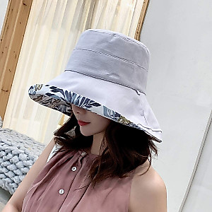 FaroDor Women’s Print Floral Reversible Bucket Hat UV Sun Protection Wide Brim Summer Beach Cap