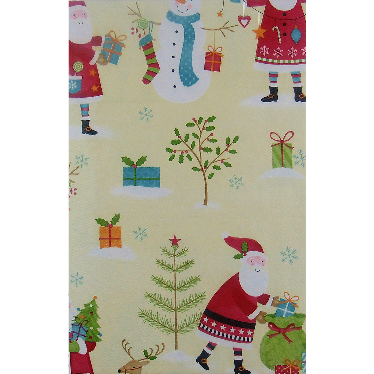 Santa's Christmas Day Vinyl Flannel Back Tablecloth (60" x 84" Oblong)