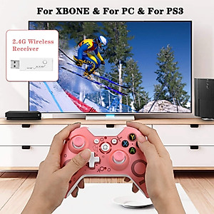 Wireless Controller for Xbox One, No Headset Jack, 2.4GHZ Game Controller Gamepad Compatible with Xbox One S/X PC (Pink)