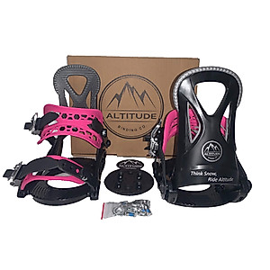 ALTITUDE Girls JR Ripper Snowboard BINDINGS 4x4 Burton 3D & EST (Sizes 2-6) Black/Grey/Pink