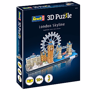 Revell London Skyline 3D Puzzles for Adults and Kids Ages 10 Years and up Arts Crafts Building - Tower Bridge, Big Ben, London Eye, Buckingham Palace - 107 Pieces