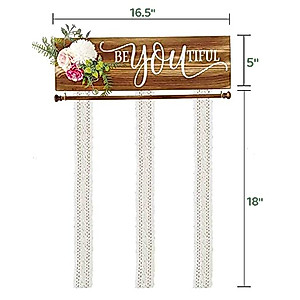 TIMECOSY Bow Holder for Girls Hair Bows and Headbands Bow Organizer and Storage Headband Ribbon Holder for Baby Girl Nursery Decor Hangers (1 Rod, Brown)