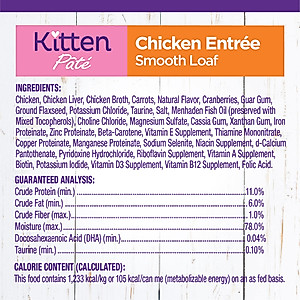 Wellness Complete Health Grain-Free Chicken Entrée Wet Kitten Food - Natural Ingredients with Real Chicken, Brain Development DHA, Essential Fatty Acids and Eye Health Taurine, 3 oz cans (Pack of 24)