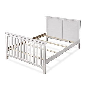 Sorelle Furniture Farmhouse Crib and Changer with Rustic Solid Back Classic -in- Convertible Diaper Changing Table Non-Toxic Finish Wooden Baby Bed Toddler Full-Size Nursery - Weathered White