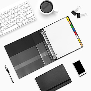 Amazon Basics 3 Ring Binder Dividers With 5 Tabs, Paper Binder Dividers, Insertable Multicolor Plastic Tabs, Pack of 12 Sets (60 Dividers Total)