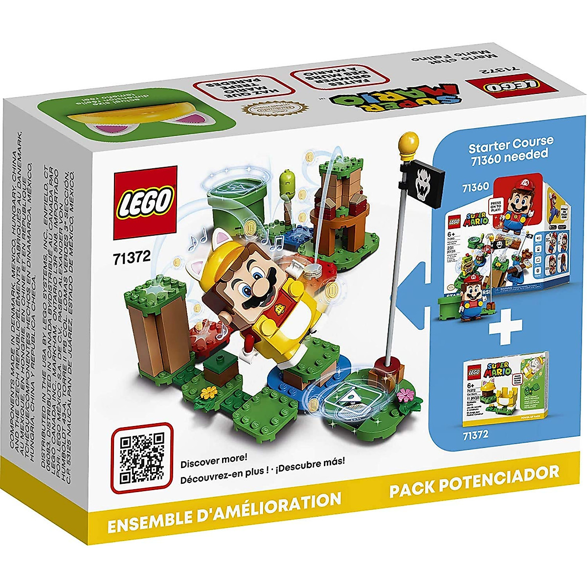 LEGO Super Mario Cat Mario Power-Up Pack 71372 Building Kit, Cool Toy for Kids to Power Up The Mario Figure in The Adventures with Mario Starter Course (71360) Playset (11 Pieces)
