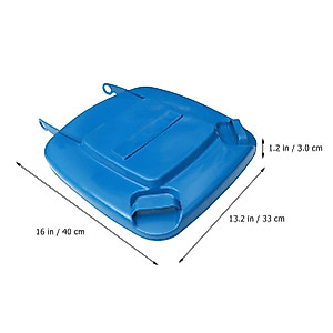Baluue Outdoor Litter Box Square Trash Can Lid- Large Waste Bin Lid, Plastic Dustbin Lid Accessories for Outdoor Garden Replacement (Blue, 50L) Outdoor Trashcan