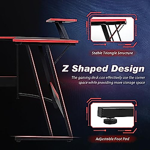 BORGEBY L Shaped Desk, Gaming Desk, Corner Computer Desk with Monitor Shelf, Home Office Desk with Large Desktop, Pc Desk for Working/Gaming/Sturdy/Writing, Corner Desk