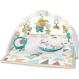 Fisher-Price Safari Music & Lights Gym Tummy Time Playmat with Take-Along Toys for Newborns from Birth and Older