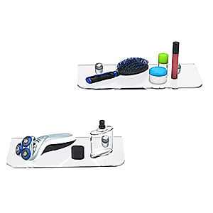 Jusalpha 2 Pack of Acrylic Glass Wall Mounted Floating Shelves with Metal Adjustable Shelf Bracket Wall Mount, 03 (12'' X 6'')