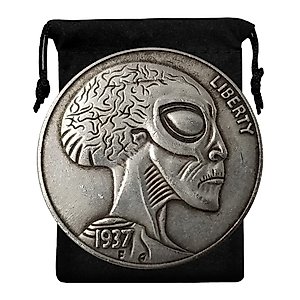Kocreat Copy 1937 U.S Hobo Coin - E.T Alien & Bull Silver Plated Replica Morgan Dollar Souvenir Coin Challenge Coin Lucky Coin