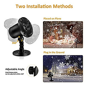 Christmas Snowfall Projector Lights, Upgraded Dynamic Snowflake Projector Lights Indoor, IP65 Waterproof White Snow LED Snowfall Projection Outdoor Lights for Halloween Party Home Garden Decoration