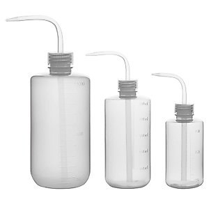 Labasics Chemical Wash Bottle, 3-Pack Plastic Safety Lab Squeeze Wash Bottle, LDPE with Narrow Mouth, 250 ml + 500 ml + 1000 ml (8 oz)/3 Bottles