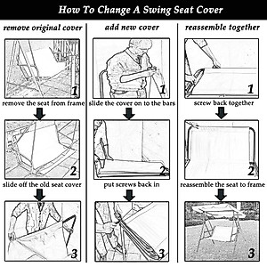 Izzybang 2/3 Seat Patio Swing Cover Chair Bench Replacement Cover for Swing Seat Waterproof Heavy Duty Swing Seat Cover ((L) x (W) 58.26 x 41.33 inch)