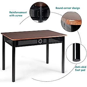 Tangkula 5 Pieces Dining Table and Chairs Set, Vintage Retro Wood Top Metal Frame Padded Seat Dining Table Set Home Kitchen Dining Room Furniture