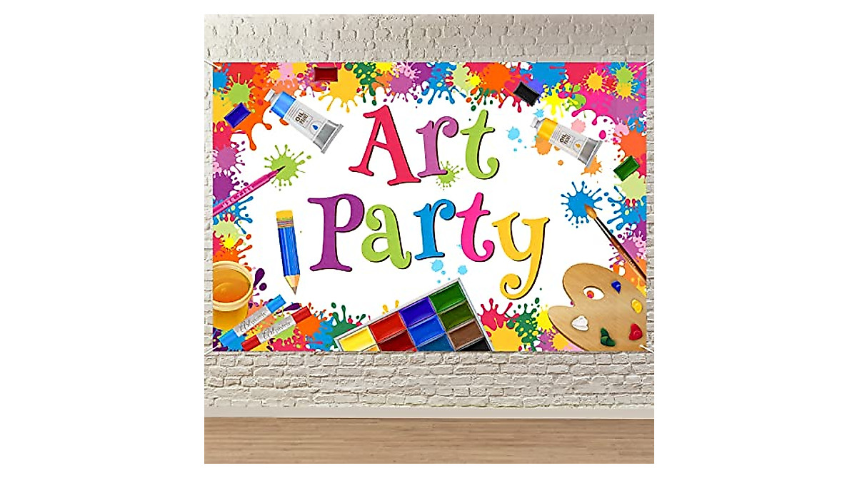 Art Paint Party Backdrop Banner - Colorful Artist Birthday Decor