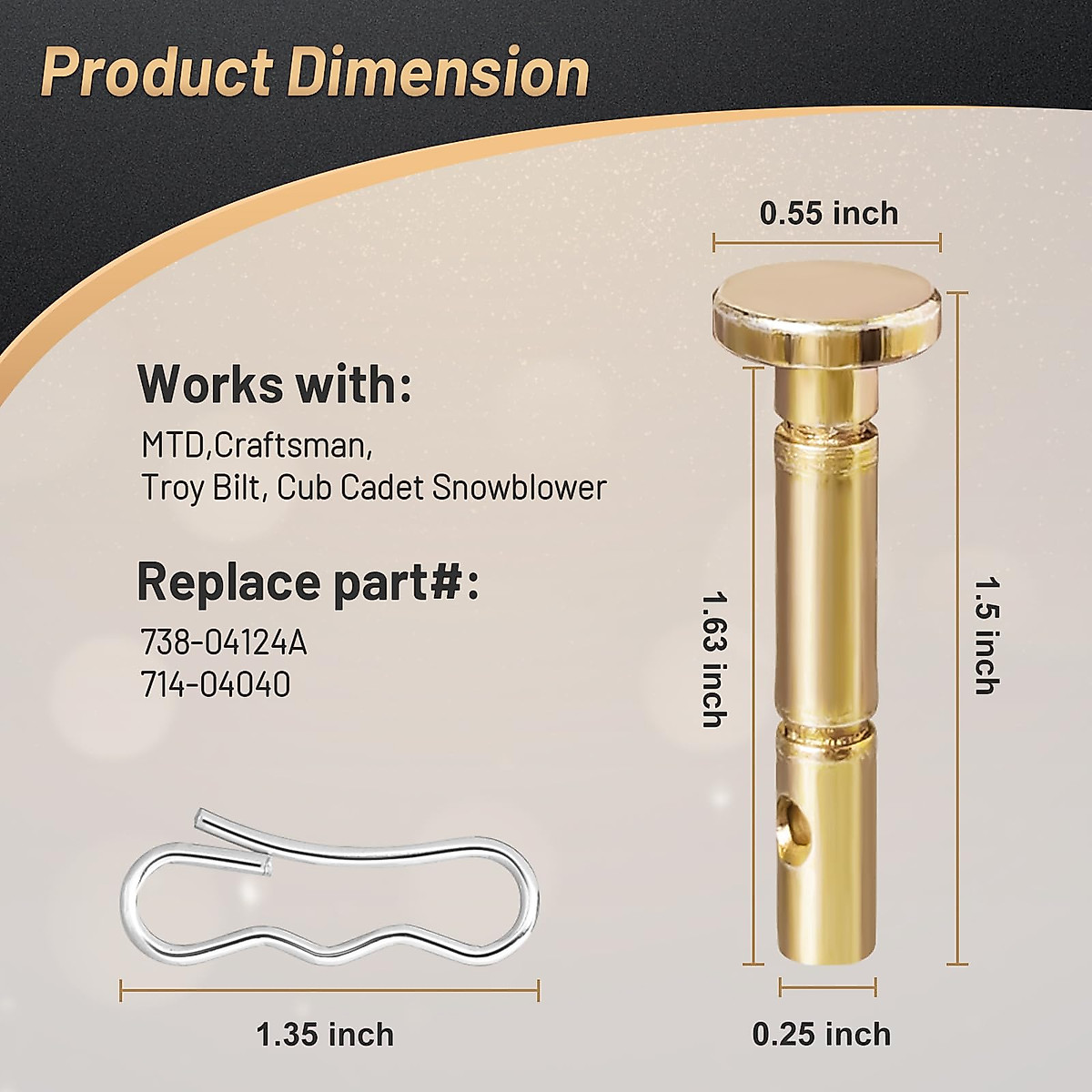Replacement Shear Pin Kit 738-04124A for MTD Cad Snowblower - Shear Pins & Cotter Pins 714-04040 Compatible with Troy Bilt Craftsman 2-Stage 3-Stage Snow Blower, Snow Thrower, Lawn Tractor, 10 Set