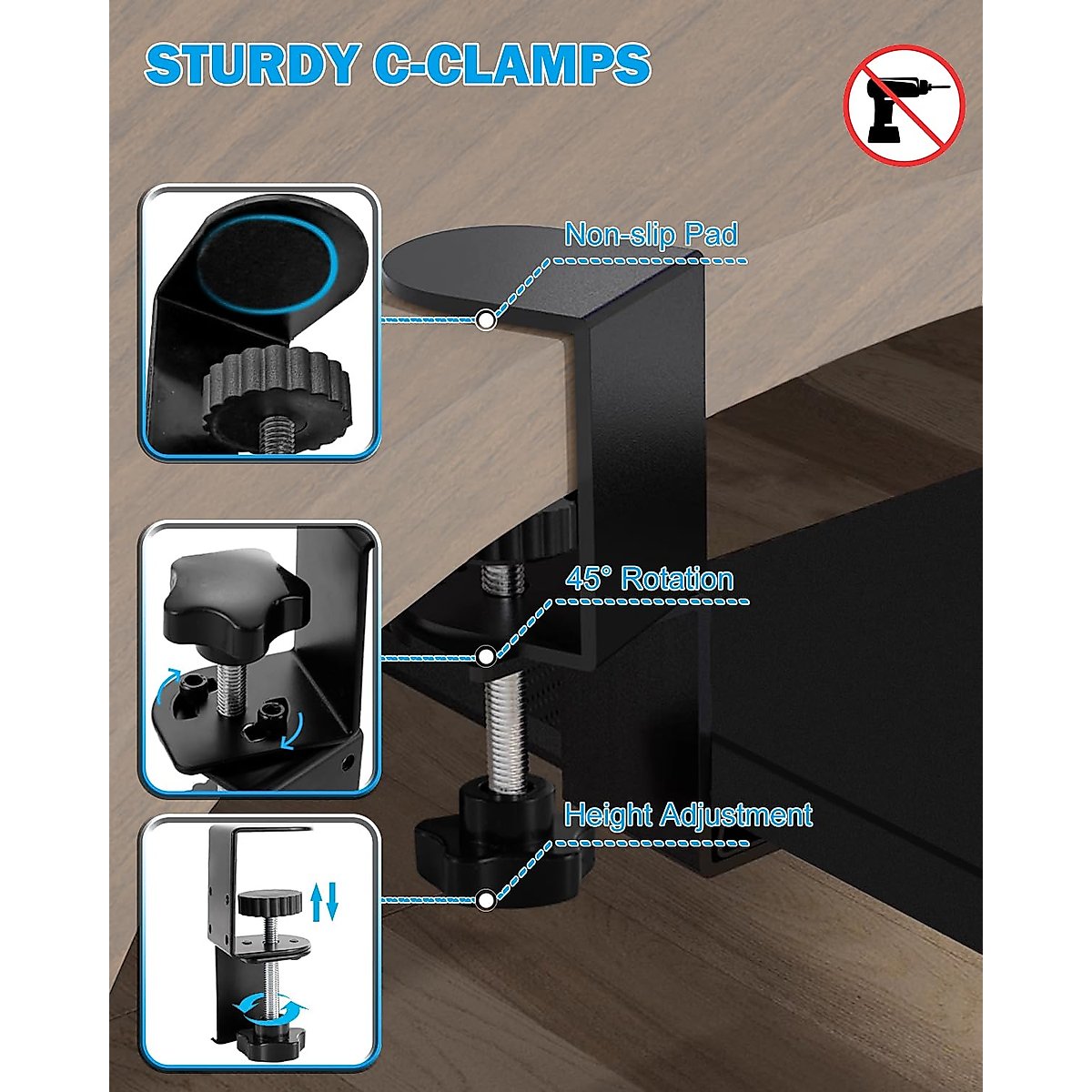 Clamp-On Under Desk Keyboard Tray, Keyboard Drawer for Corner Desk & Straight Edge Desk, Slide Out Keyboard Platforms for Home Office, White