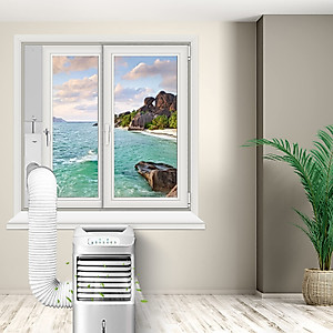 GOZFLVT Portable Air Conditioner Windows Vent Kit with 5.9” Exhaust Hose Window Seal Kit for Portable Air Conditioner, Adjustable Sliding Window Kit Plate for AC Unit Suitable for 5.9”/15 CM AC