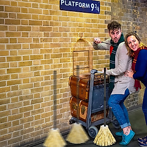 Tondiamo Halloween Floating Witch's Broom Haunted Dancing Broom Halloween Decor for Home Halloween Party Decor