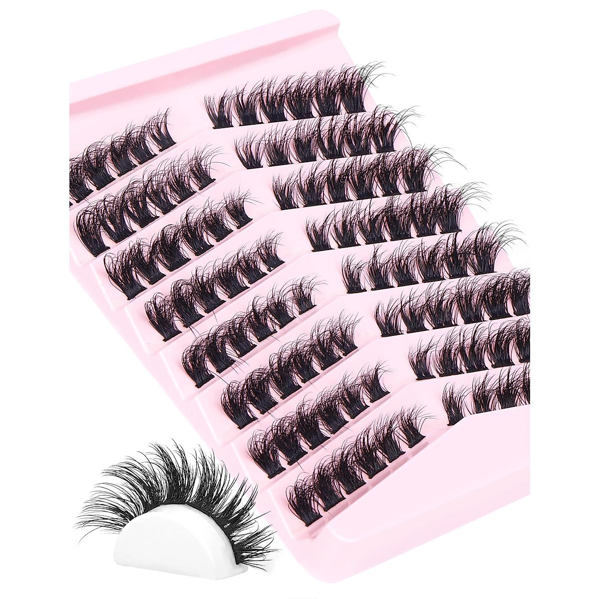 DIY Lash Extension Kit Fluffy Flat Lash Clusters with Kit Lash Bond and Seal and Cluster Eyelashes Applicator Tool D Curl Eyelash Extension Kit Individual Lashes Cluster by FANXITON