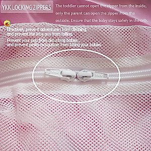 YeTrini Crib Safety Tent for Toddler Girls-See Through Mesh Crib Nets Mosquito Net Sturdy Crib Cover to Keep Baby from Climbing Out,to Keep Cats Out,to Keep Baby in-Pink