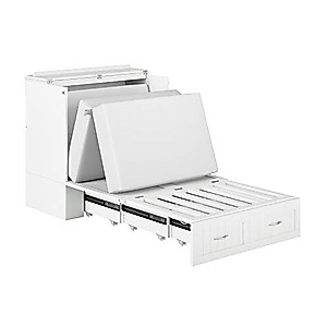 AFI Southampton Murphy Bed Chest with Charging Station, Twin XL, White