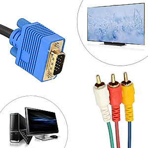 5FT / 1.5M VGA to 3 RCA Cable VGA Male Cable 15 pin Digital to Analog PC TV Video Cable AV Adapter HDTV Laptop PC DVD Display Cable Converter