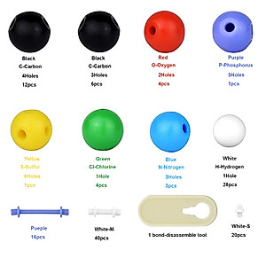 136pcs Organic Chemistry Molecular Model Set for Student and Teacher Inorganic & Organic Academic Chemistry Education 59 Atoms & 76 Links Bonds & 1 Link Atoms Remover