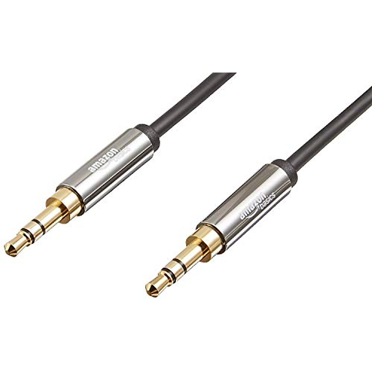 Amazon Basics 2-Pack 3.5mm Aux Audio Cable for Stereo Speaker or Subwoofer with Gold-Plated Plugs, 4 Foot, Black