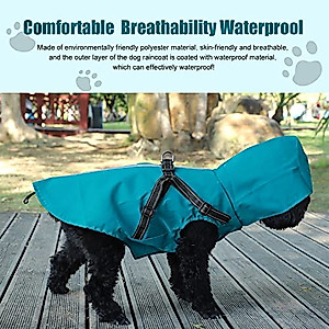 Small Dog Reflective Raincoat with Adjustable Harnesses, Waterproof Handsome Pet Clothes, Lightweight Hooded Leisure Raincoat for Puppies(Green,XXL)