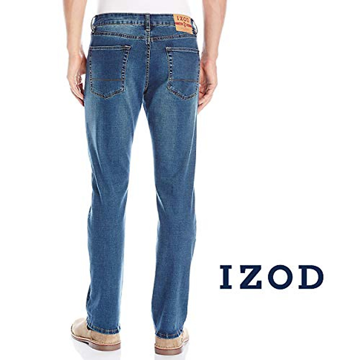 IZOD Men's Comfort Stretch Denim Jeans (Relaxed Fit), Indigo Blast, 34W x 32L
