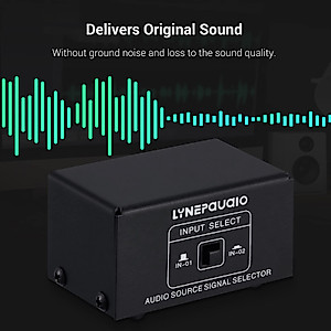 JINGFENG Audio Switcher RCA 2 in 1 Out/1 in 2 Out A/B Switch Stereo Audio Splitter Box with No Distortion RCA Jack for Switching Between Computer Speakers and Headphones