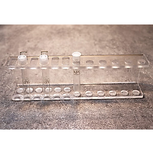 Ackers Transparent Acrylic Test Tube Bottle Small Glass Holder,Built-in Handle, 25 Tube Capacity, 0.7" (18mm) Holes for 10ML Test Tubes