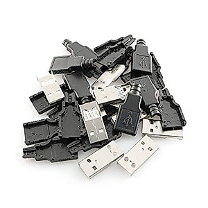 Maxmoral 10PCS USB 2.0 Connector A Type Male 4-Pin Plug with Black Plastic Cover DIY Connector