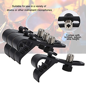 Watris Veiyi Drum Microphone Clip, 4Pcs Microphone Drum Mount, Drum Rim Mic Clips, Drum Microphone Clamp, Shockproof Drum Microphone Securing Clip Musical Instrument Supplies
