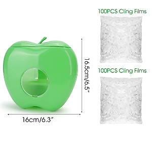 Plastic Wrap Storage Box with 200pcs Disposable Cling Film Food Cover, Reusable Wall-Mounted Punch-Free Dispenser for Elastic Sleeve Bag, Extractable Shower Caps Organizer for Kitchen Bathroom (Green)