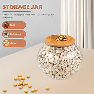 Abaodam 800ml Pumpkin Shaped Glass Food Jar Food Storage Jar with Wood Lid Kitchen Canister Storage Jar for Coffee Beans Nuts Candy Tea Snack