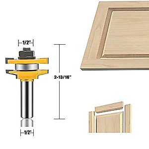 OLETBE Router Bit 1/2-Inch Shank 3PCS, Round Over Raised Panel Cabinet Door Ogee Rail and Stile Router Bits, Woodworking Wood Cutter, Wood Carbide Groove Tongue Milling Tool(Gold)