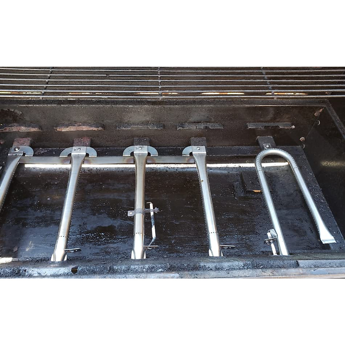 Uniflasy Grill Replacement Parts Kit for Brinkman 810-3660-S, 810-3661-F, Includes Grill Burner Tube Pipe, Heat Plate Shield/Heat Tent/Burner Cover/Flame Tamer, Crossover Channel Tube