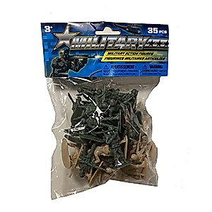 Army Men Action Figures - Green/Tan - 35 pcs