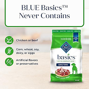 Blue Buffalo Basics Grain-Free Dry Dog Food for Adult Dogs, Limited Ingredient Diet, Lamb Recipe, 22-lb. Bag