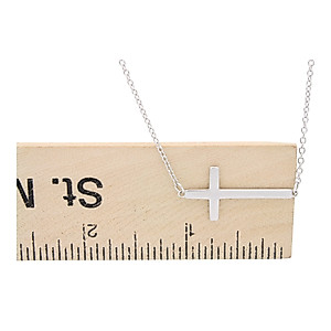 All Patron Saints Sideways Cross Necklace For Women - Solid Sterling Silver - Adjustable Length - Gift Set