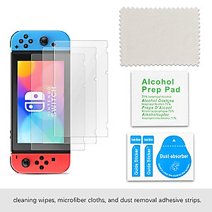 FYY (3 Packs Screen Protector Compatible with Nintendo Switch, Nintendo Switch Screen Protector Tempered Glass, HD Clarity Anti-Scratch Tempered Glass Film, 9H Hardness Screen Protector for Switch