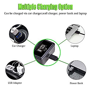 DMW-BCK7 Battery and Charger with LED Display Compatible with Panasonic Lumix DMC-TS30, DMC-FH25, FH27, FP5, FP7, FS16, FS18, FS22, FS35, FS37, DMC-S1, DMC-S2, DMC-S3, DMC-SZ1, DMC-SZ5, DMC-SZ7