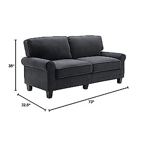 Serta Copenhagen 73" Sofa - Pillowed Back Cushions and Rounded Arms, Durable Modern Upholstered Fabric - Charcoal