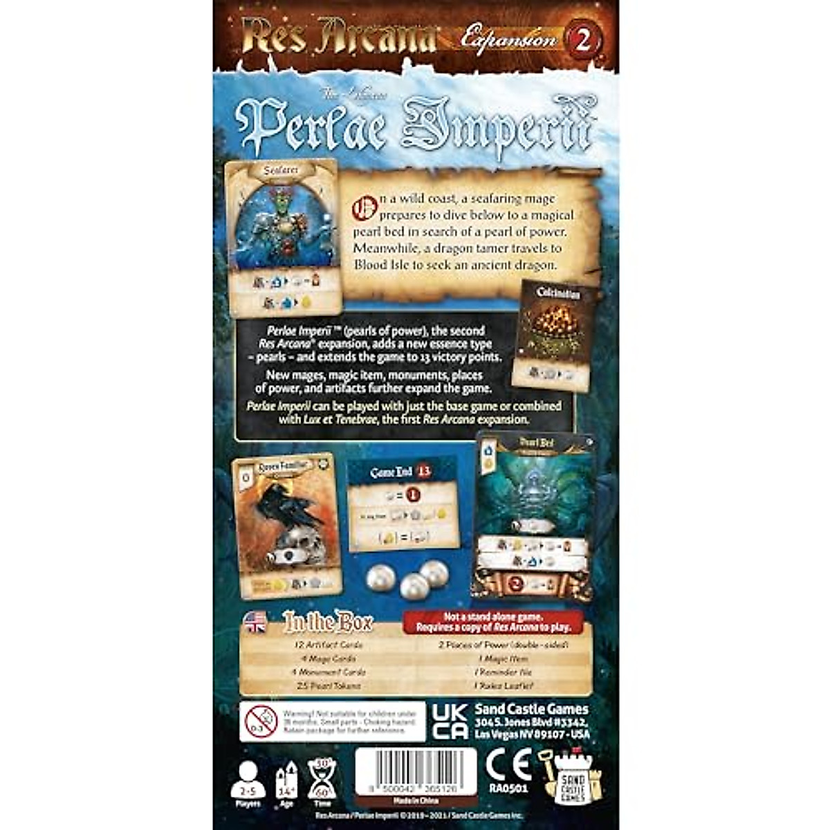 Res Arcana Perlae Imperii Board Game EXPANSION - Unleash the Power of Pearls! Fantasy Adventure, Strategy Game for Kids & Adults, Ages 14+, 2-5 Players, 30-60 Min Playtime, Made by Sand Castle Games